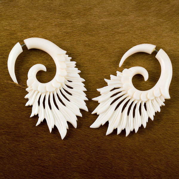 Bone Fake Gauges - Navajo Feathers – Coco Loco Jewelry