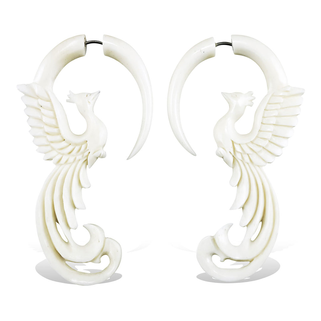 Bone Fake Gauges - White Quetzal – Coco Loco Jewelry